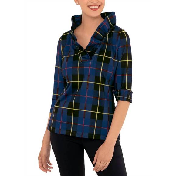 Gretchen Scott Designs | Tops | New Gretchen Scott Ruff Neck Plaidly ...
